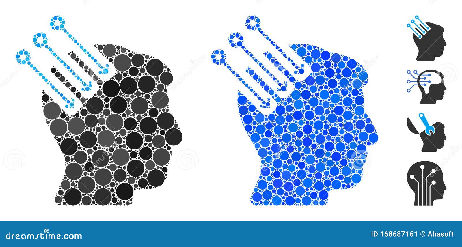 Neuro Interface Mosaic Icon of Round Dots Stock Illustration ...