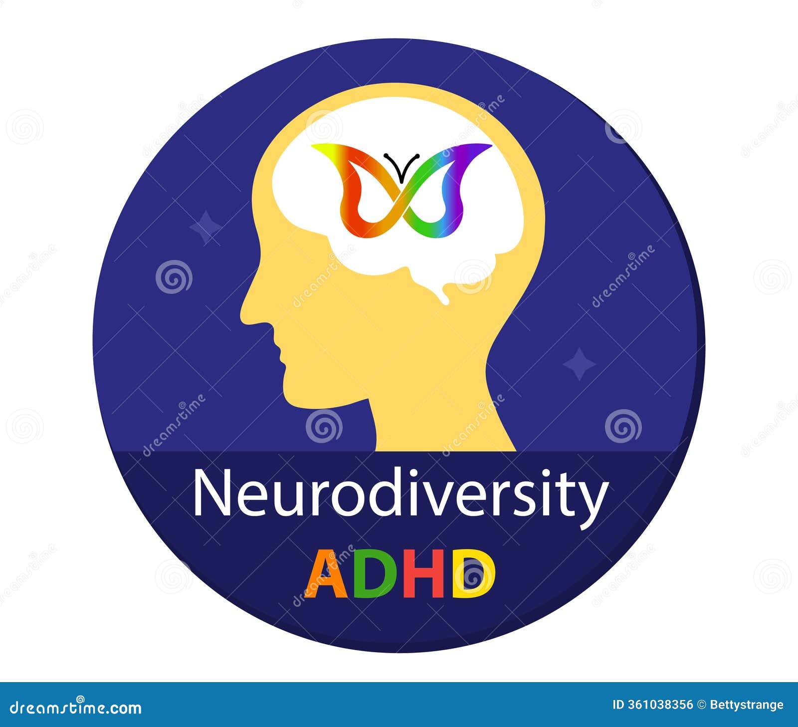 Neurodiversity ADHD Symbol. Rainbow Gradient Butterfly In The Shape Of ...