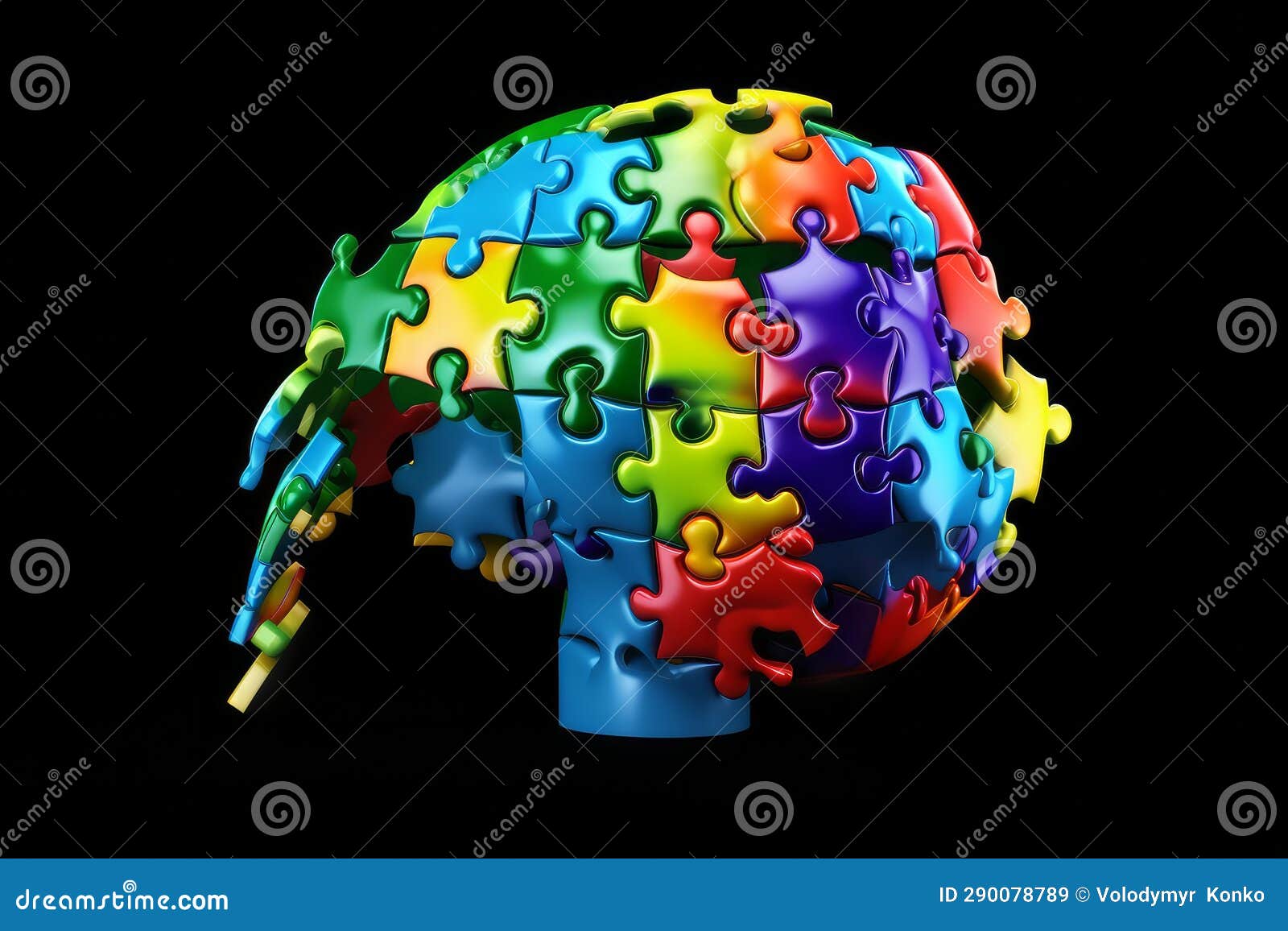 Neurodiversity Concept. Brain from Colorful Puzzle Pieces. Generative ...