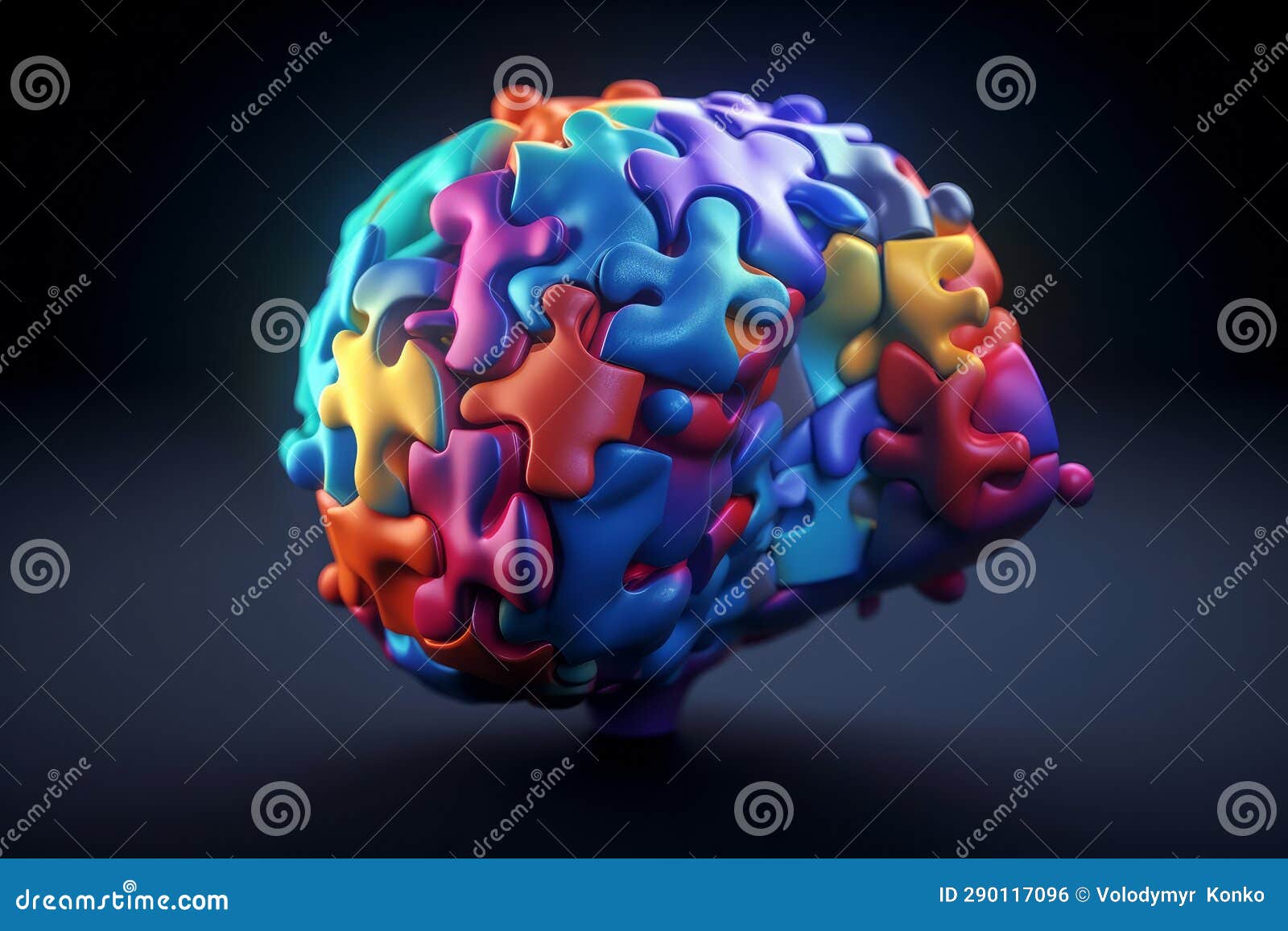 Neurodiversity Concept. Brain from Colorful Puzzle Pieces. Generative ...