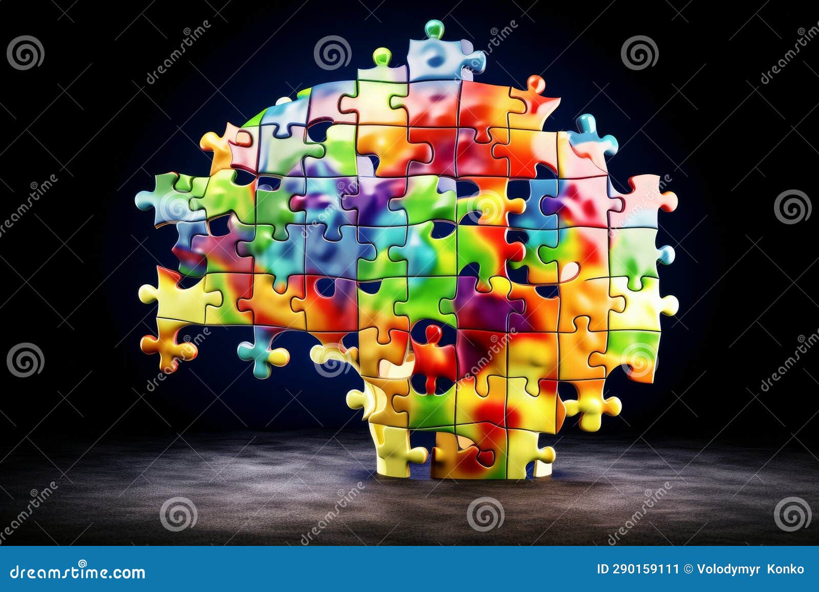 Neurodiversity Concept. Brain from Colorful Puzzle Pieces. Generative ...