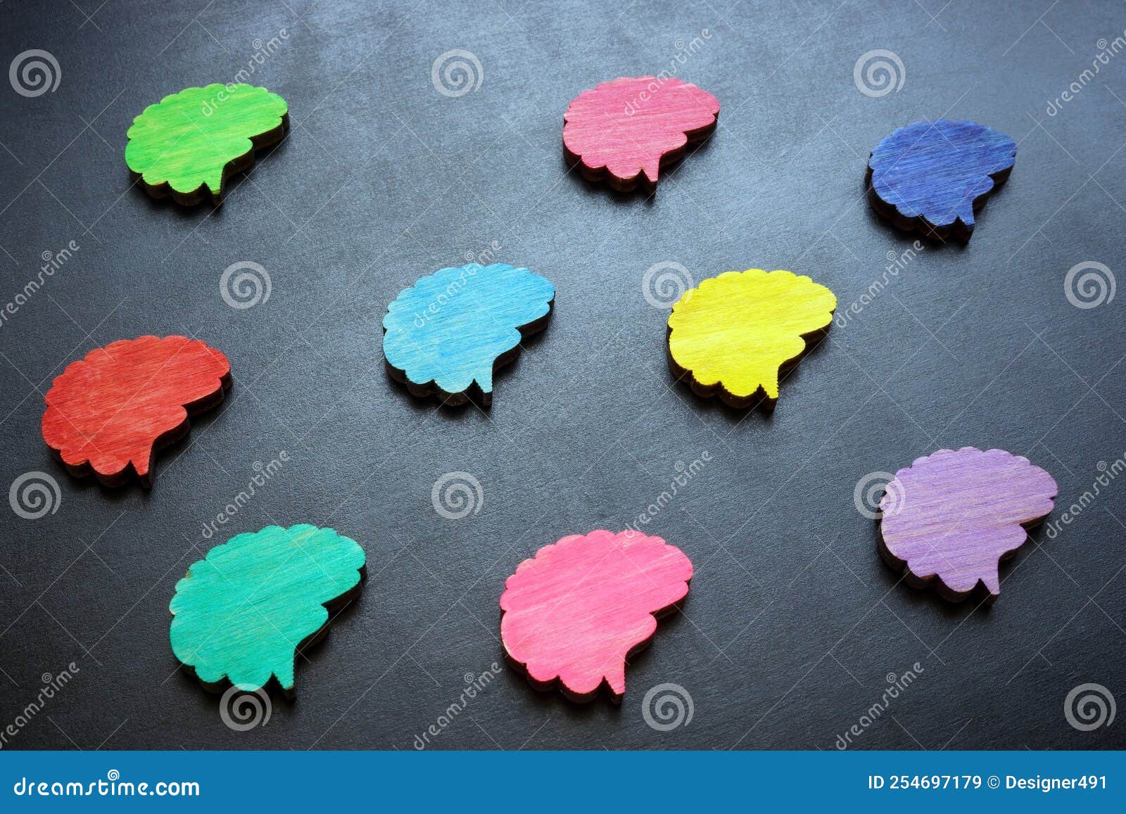 Neurodiversity Concept. Multi-colored Figures of the Brain on a Dark ...