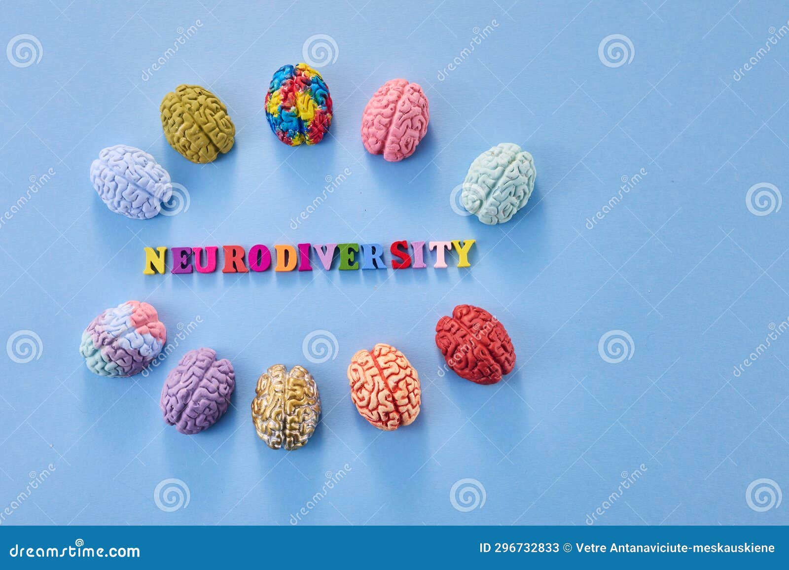 Neurodiversity Concept. Multicolored Figures of the Brain Stock Image ...