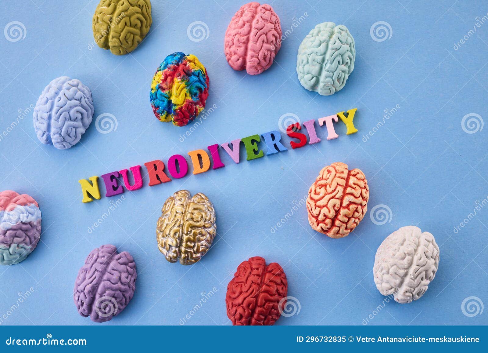 Neurodiversity Concept. Multicolored Figures of the Brain Stock Image ...