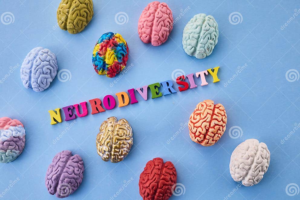 Neurodiversity Concept. Multicolored Figures of the Brain Stock Image ...