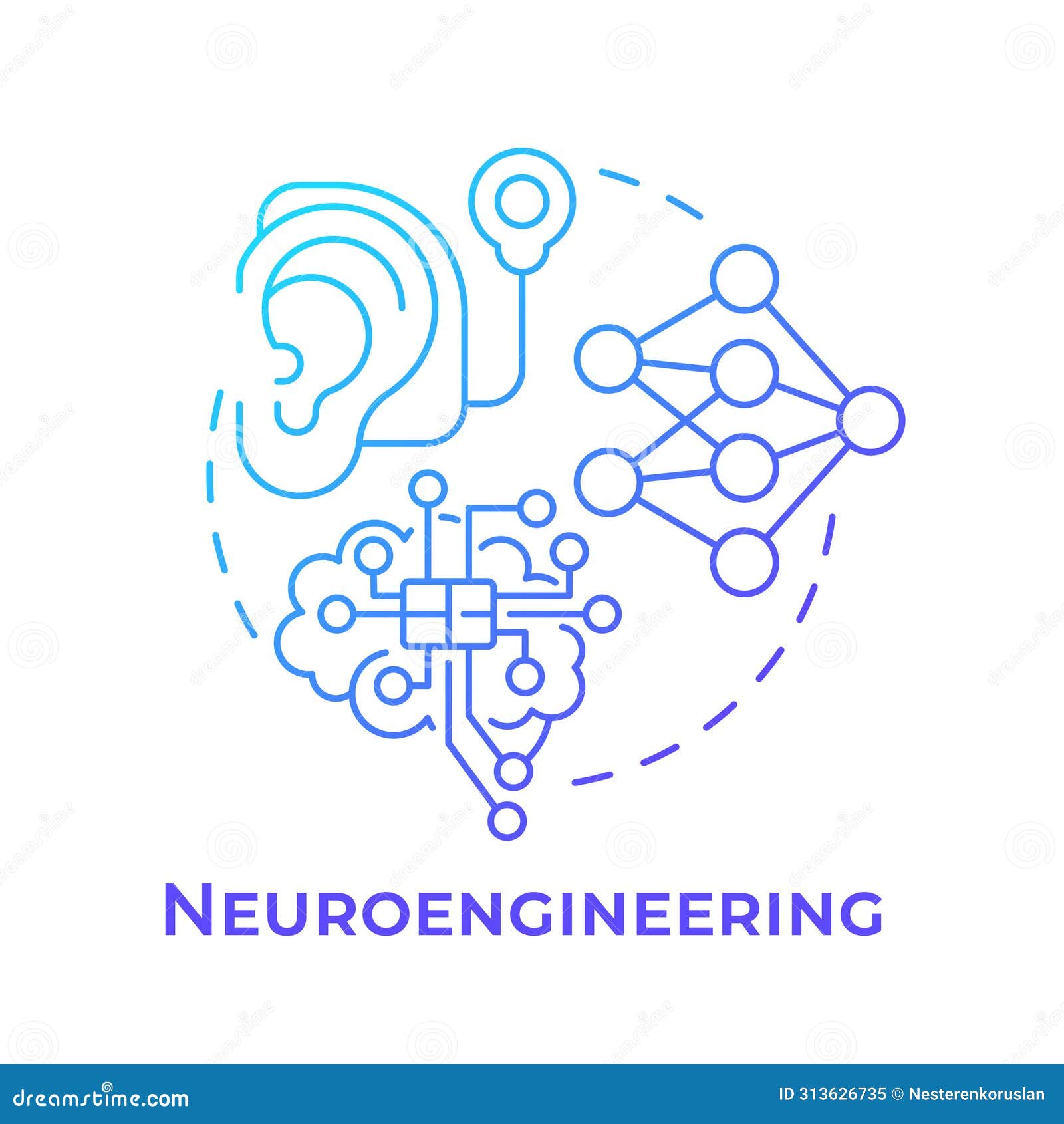 Neuroengineering Blue Gradient Concept Icon Stock Illustration ...