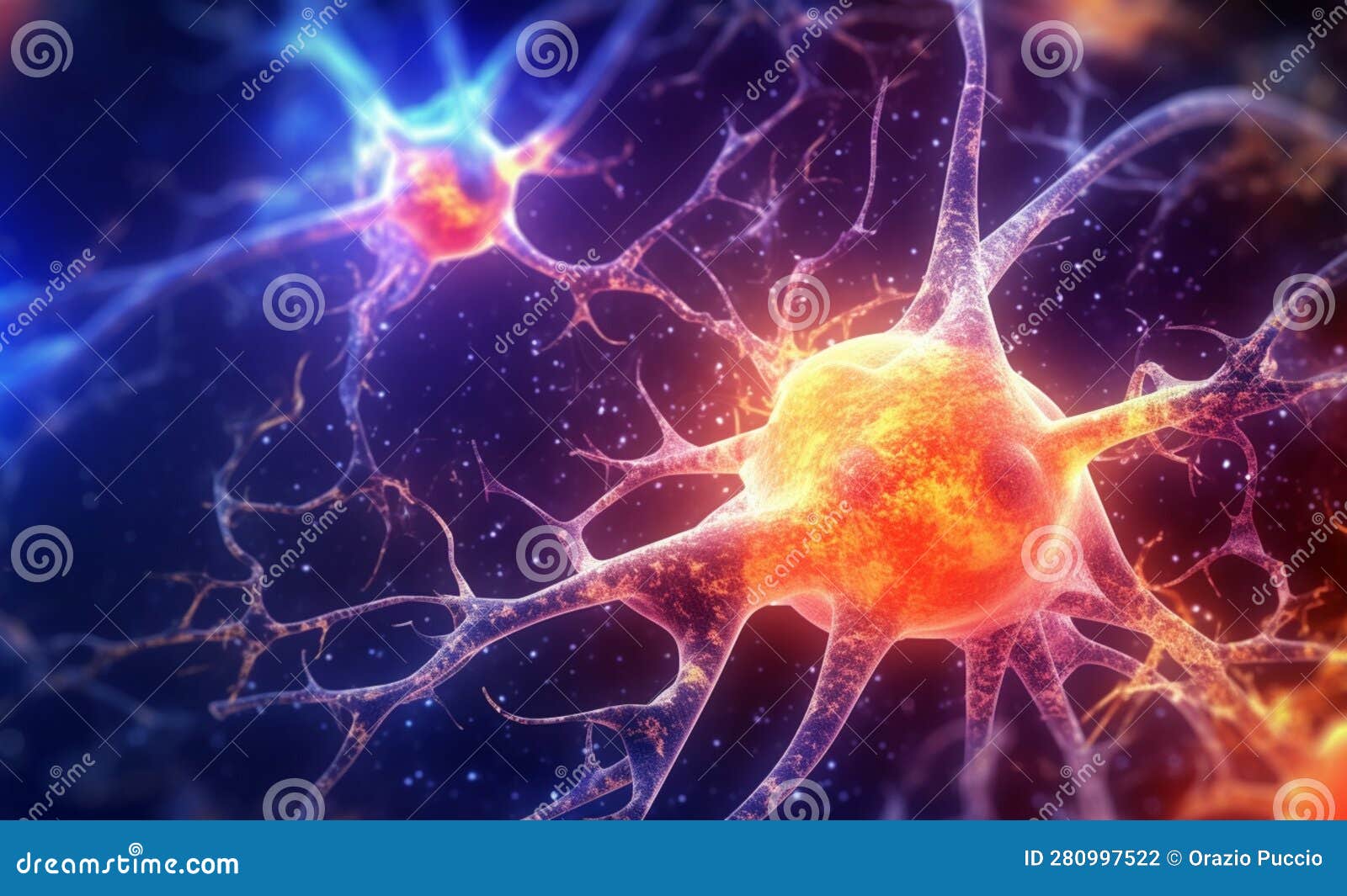 Neurological Medicine - New Neuron in the Brain. Stock Illustration ...