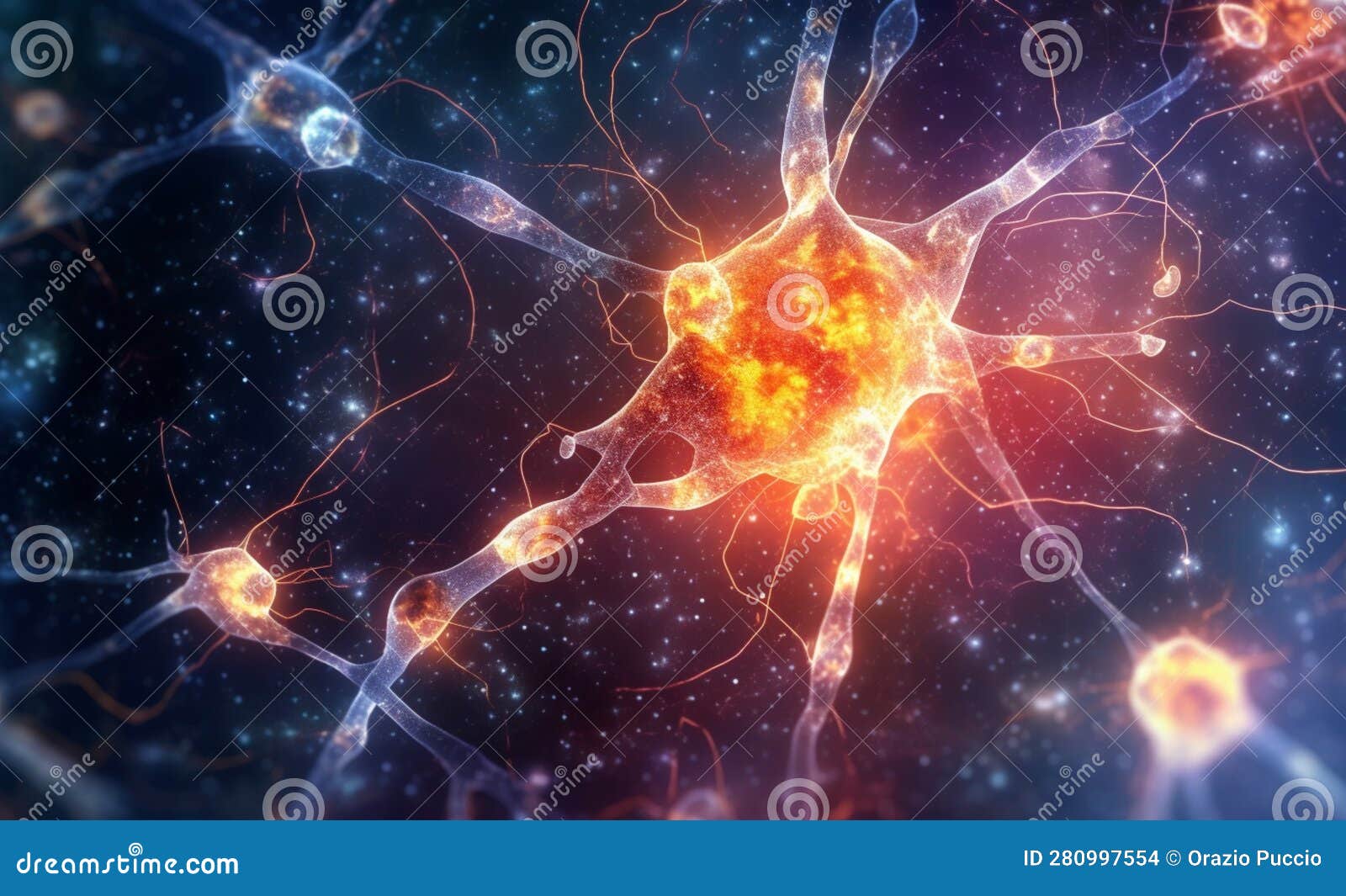 Neurological Medicine - New Neuron in the Brain. Stock Illustration ...