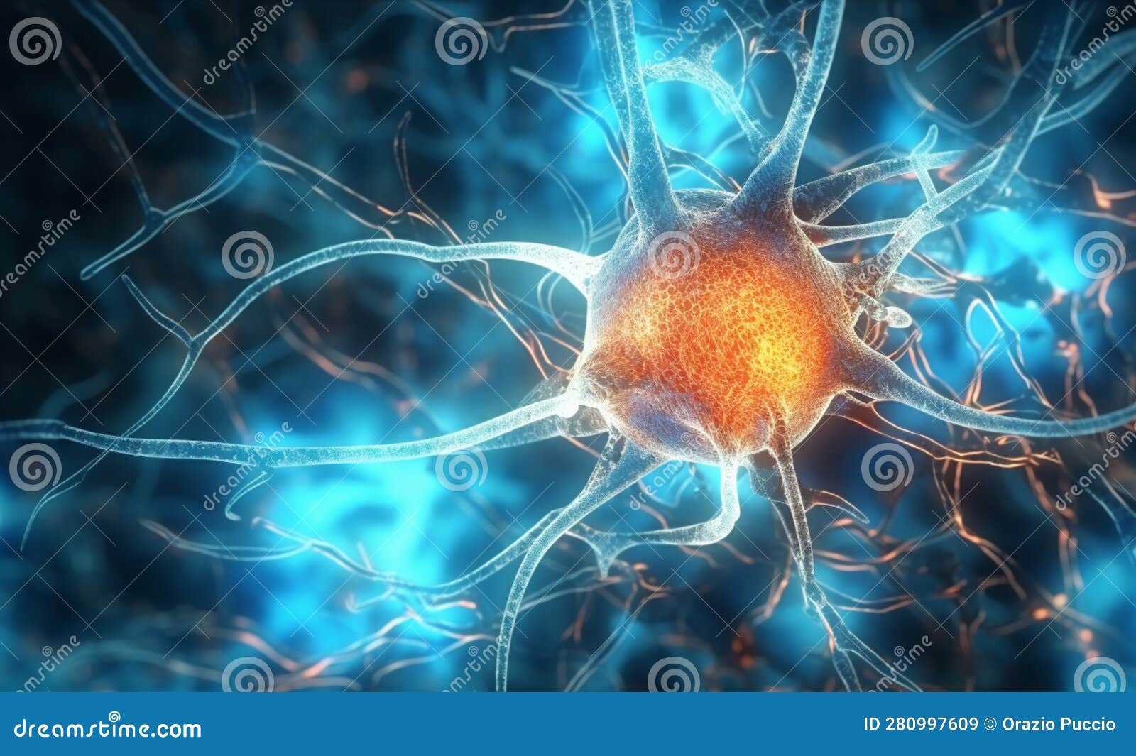 Neurological Medicine - New Neuron in the Brain. Stock Illustration ...