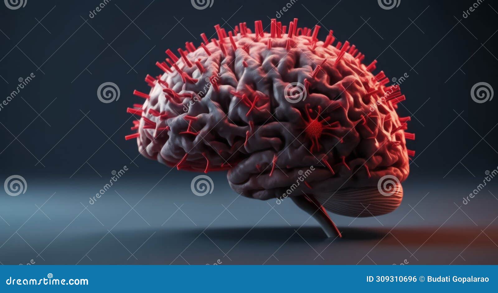 Neurological Study - a Detailed 3D Model of a Human Brain Stock ...