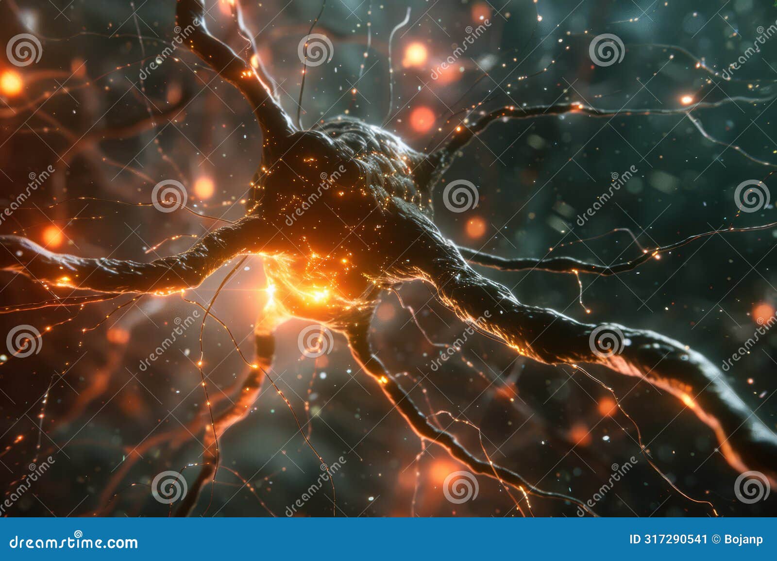 Neurological Wonders, Close-Up View of Neurons Illustration Stock ...
