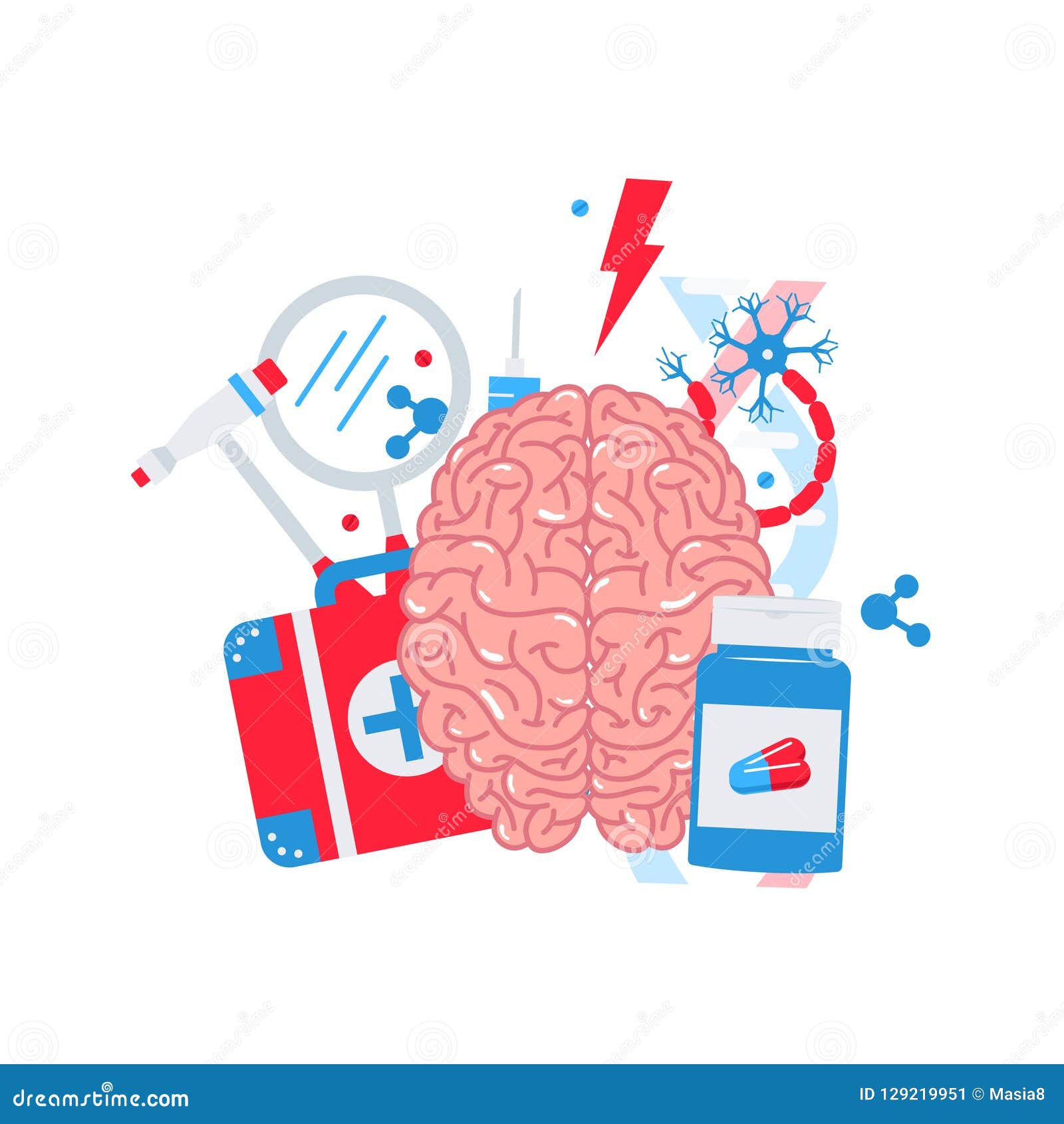 Neurology Vector Illustration, Cartoon Tiny Doctor People Study Human ...