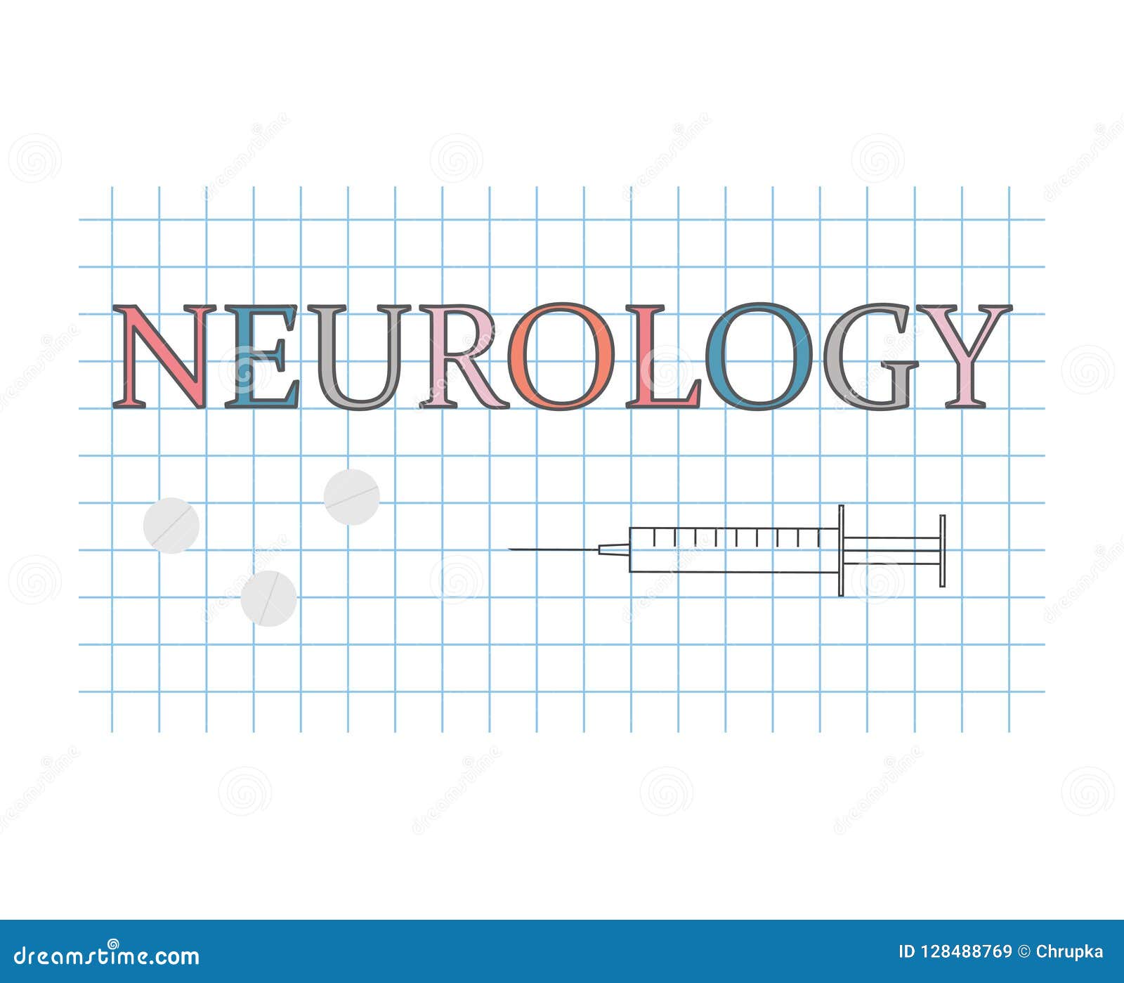 Neurology Word on Checkered Paper Sheet Stock Vector - Illustration of ...