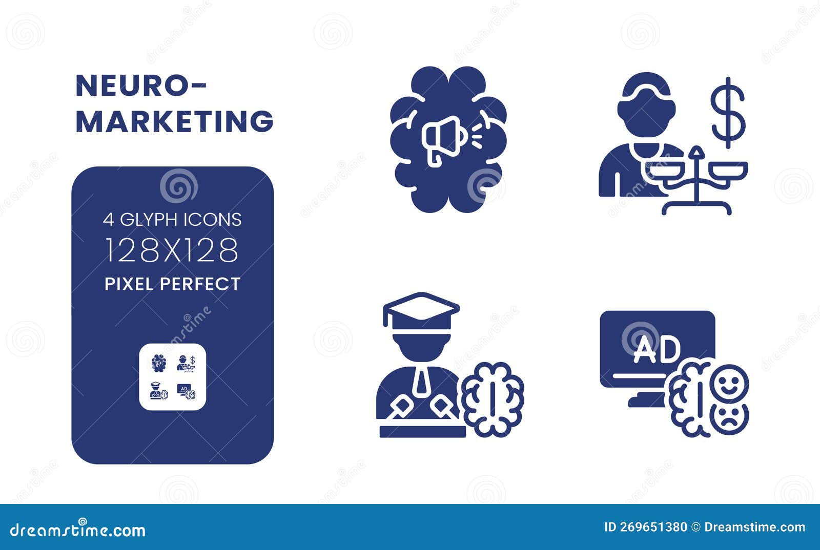 Neuromarketing Black Solid Desktop Icons Pack Stock Vector ...