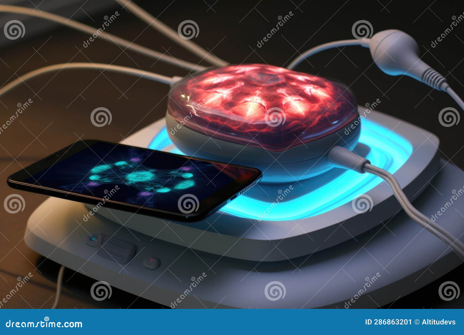Neuromodulation Device Charging on a Wireless Pad Stock Illustration ...