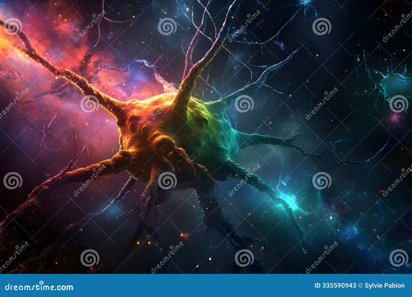 Neuron with Brain Activity in Scientific Visualization Stock ...