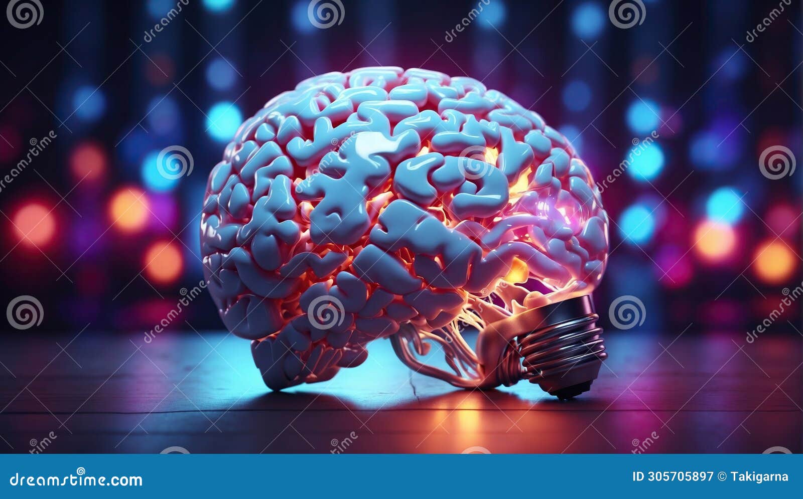 Neuron Brain with Light, Human Mind Anatomy, Using Generative Ai Stock ...