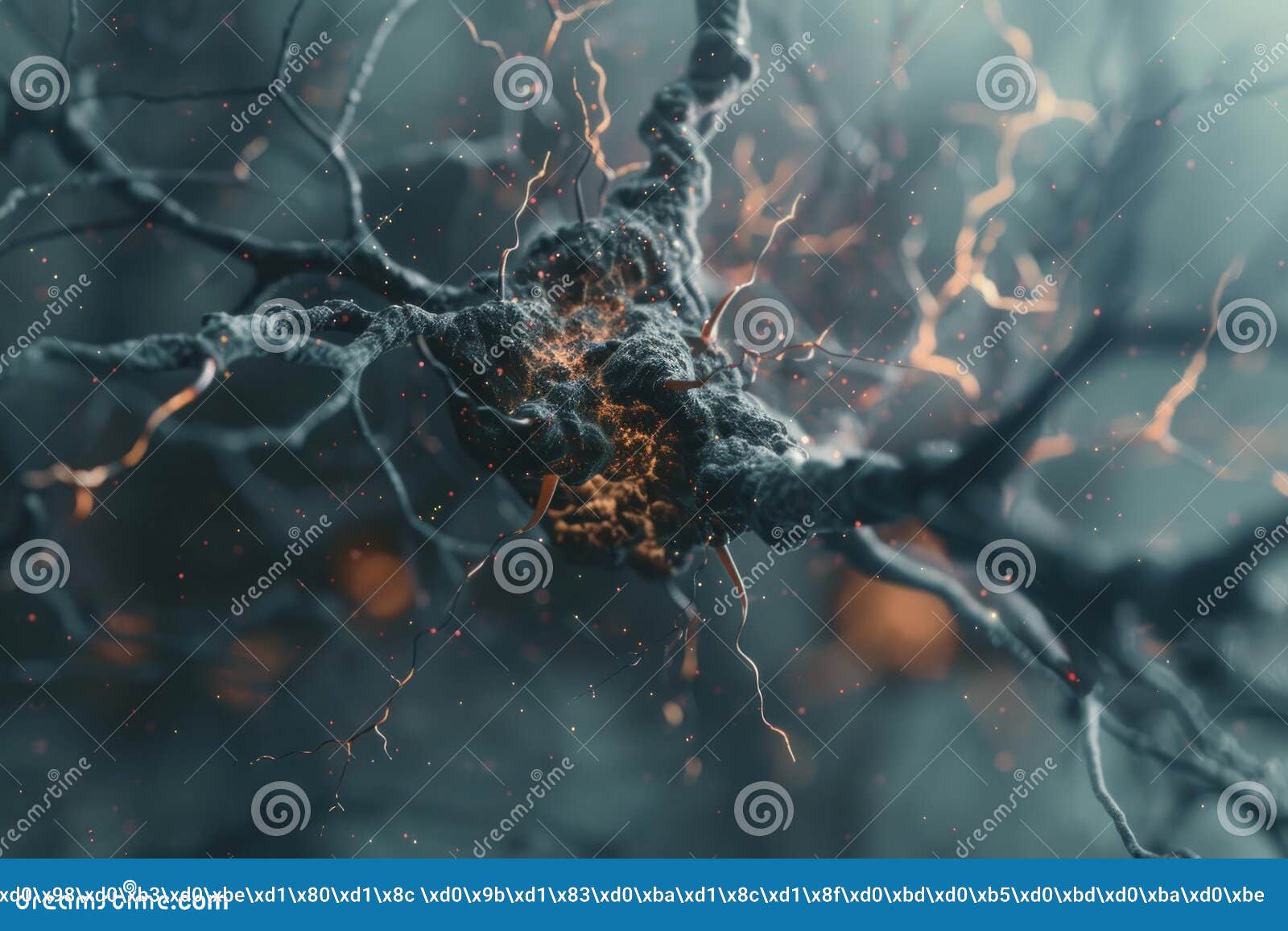Neuron Cell in Abstract Space Technology Stock Illustration ...