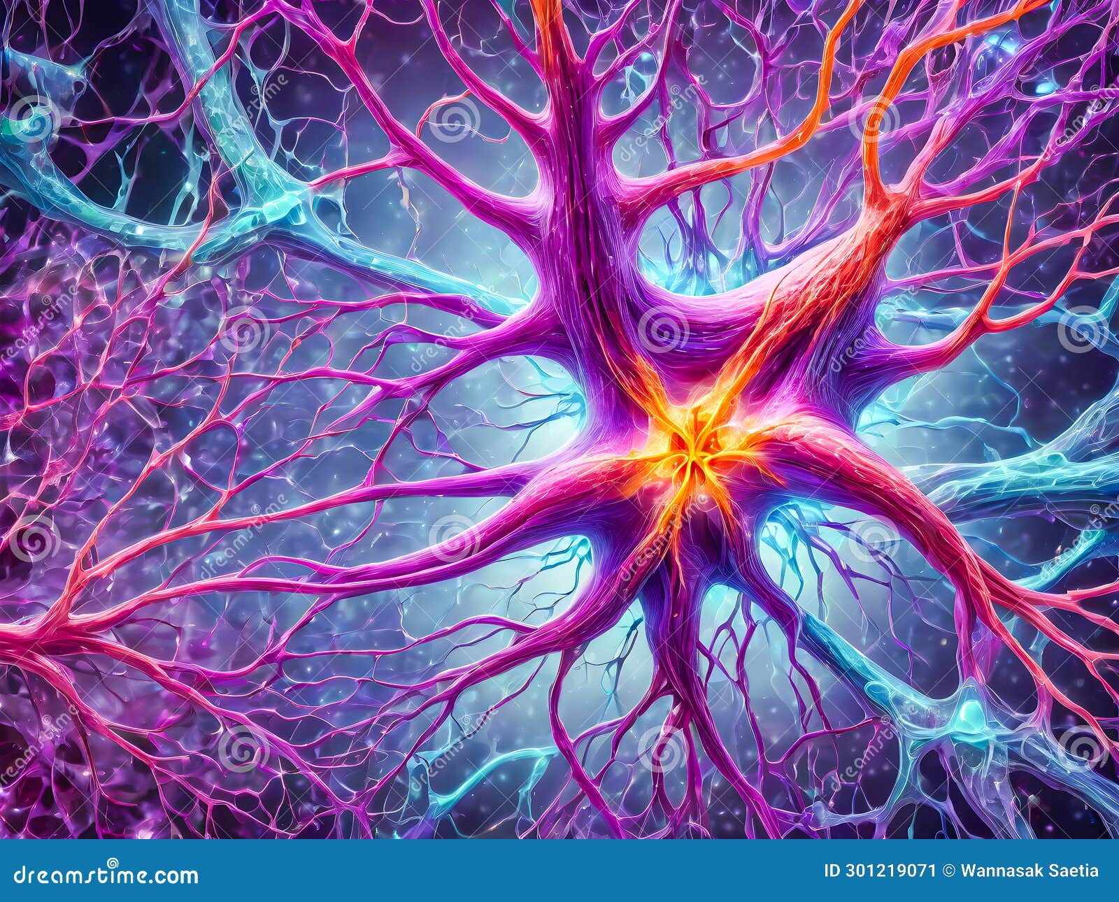 Neuron Cell, 3d Illustration, Computer Generated Stock Illustration ...