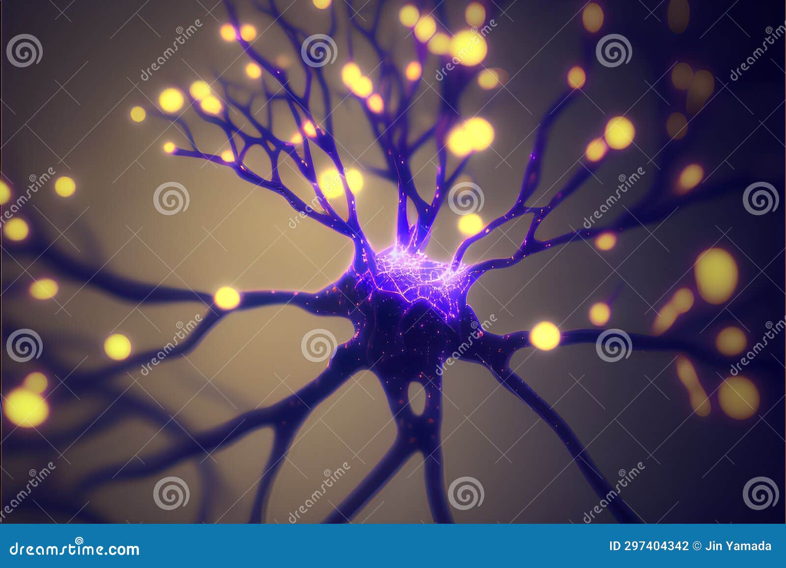 Neuron Cell, 3d Illustration, Computer Generated, Dark Background Stock ...
