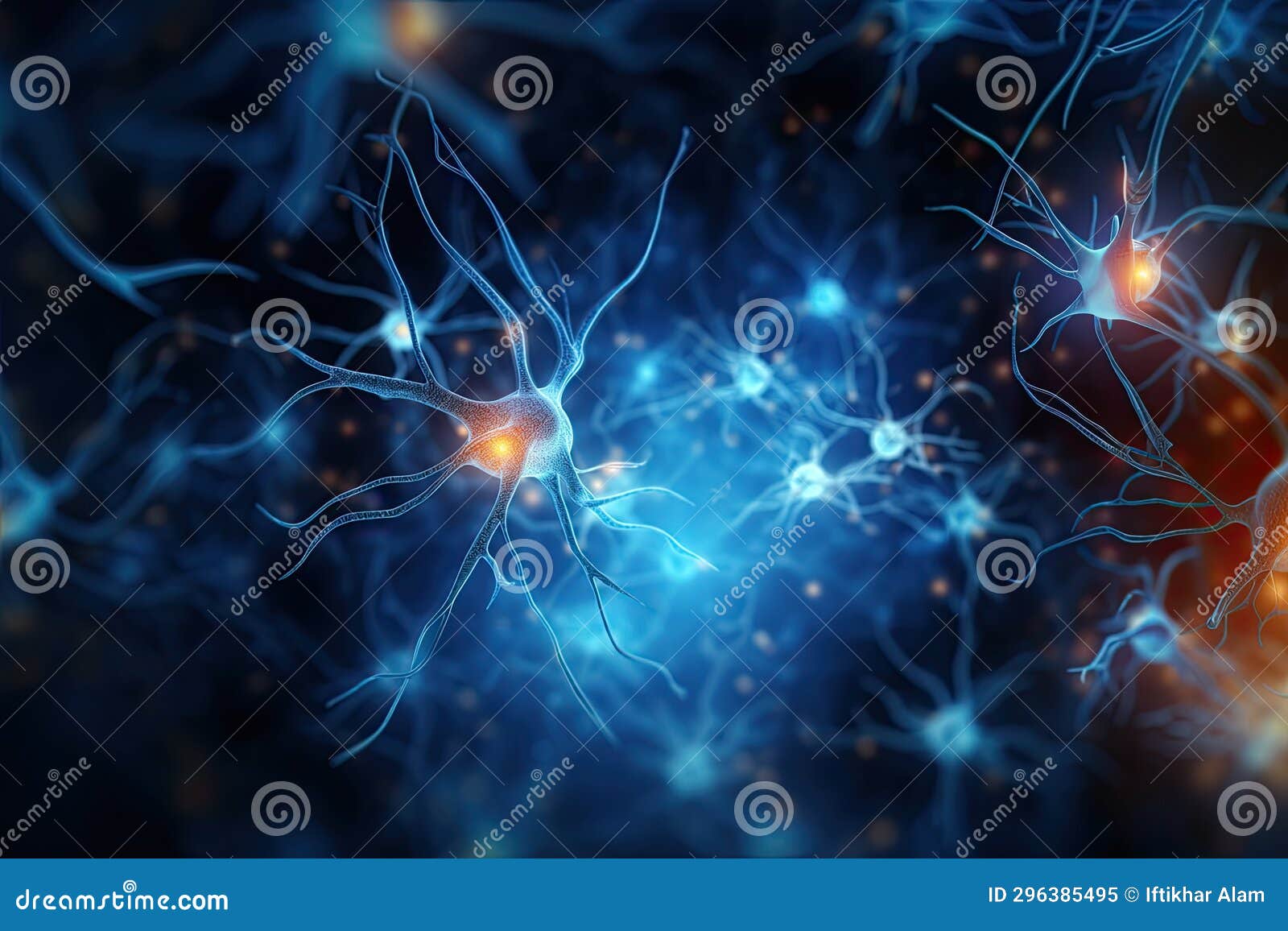 Background With Neurons And Synapse Stuctures Showing Human Brain Cells ...