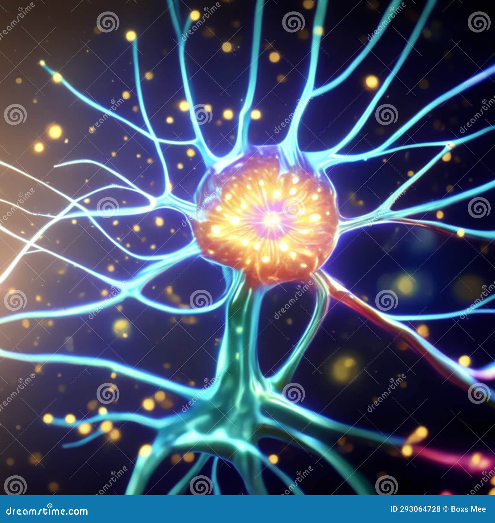 Neuron Cell, 3D Illustration. Neuron Cell, 3D Rendering Generative AI ...