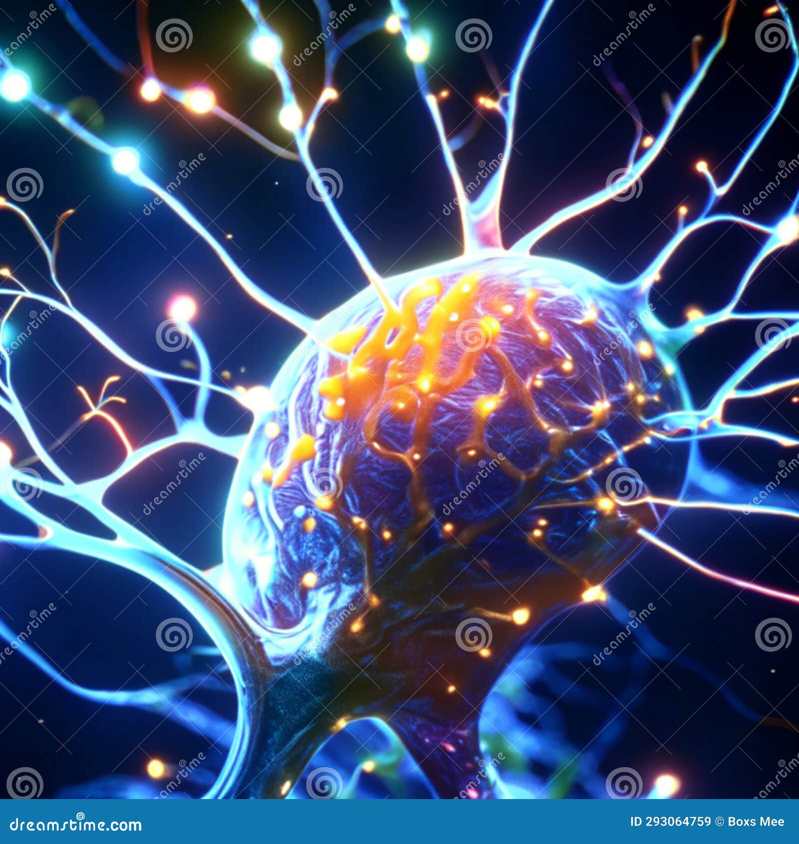 Neuron Cell, 3D Illustration. Neuron Cell, Neuron Cell, Neuron Cell ...