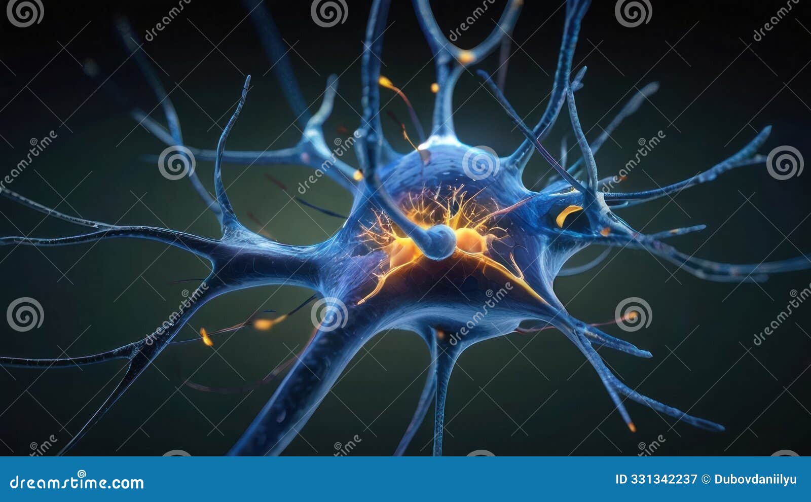 Neuron Cell High Resolution Illustration of Axon, Dendrites and Cell ...