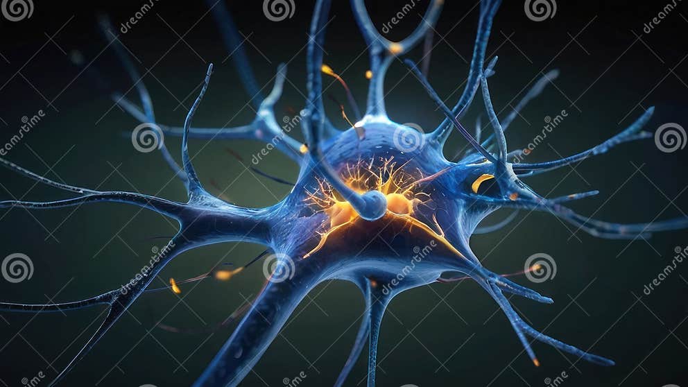 Neuron Cell High Resolution Illustration of Axon, Dendrites and Cell ...
