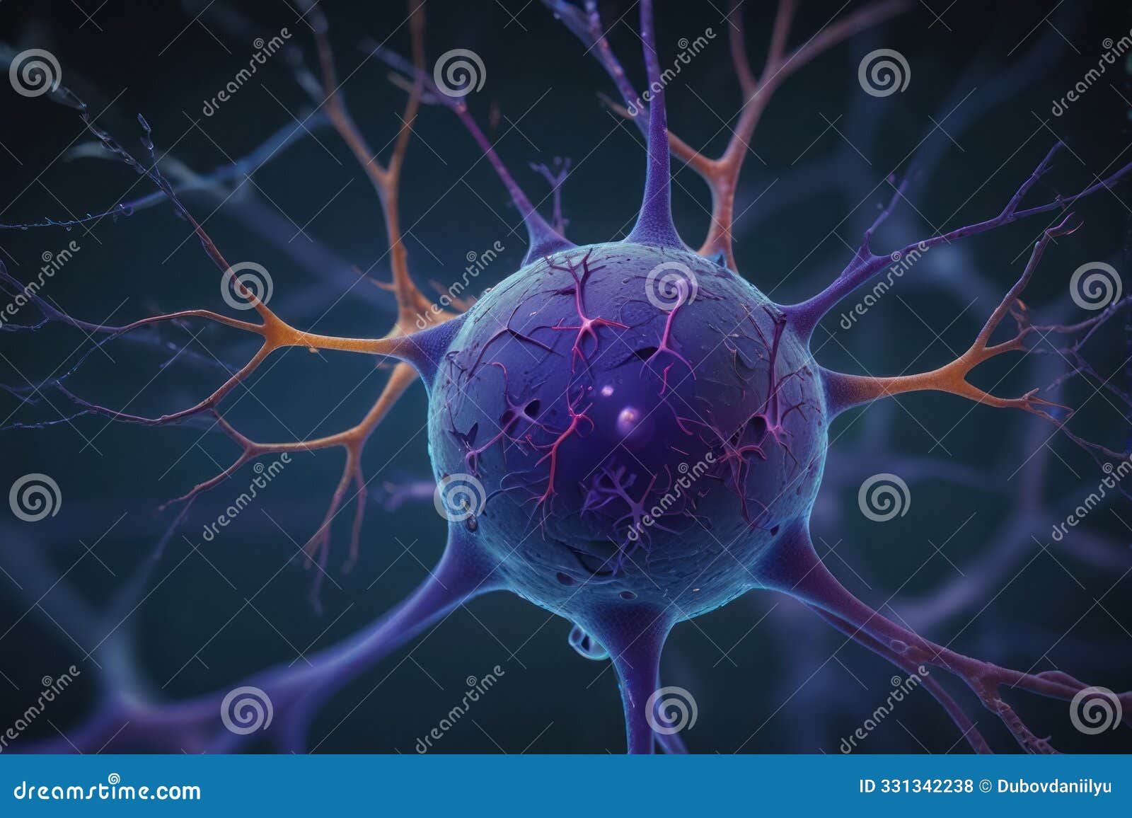 Neuron Cell High Resolution Illustration of Axon, Dendrites and Cell ...