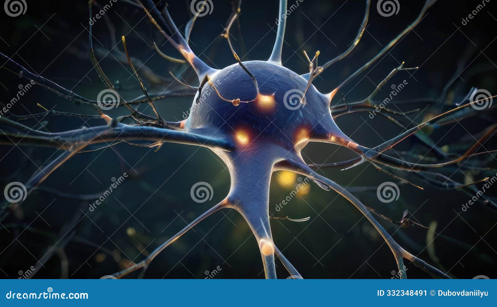 Neuron Cell High Resolution Illustration of Axon, Dendrites and Cell ...