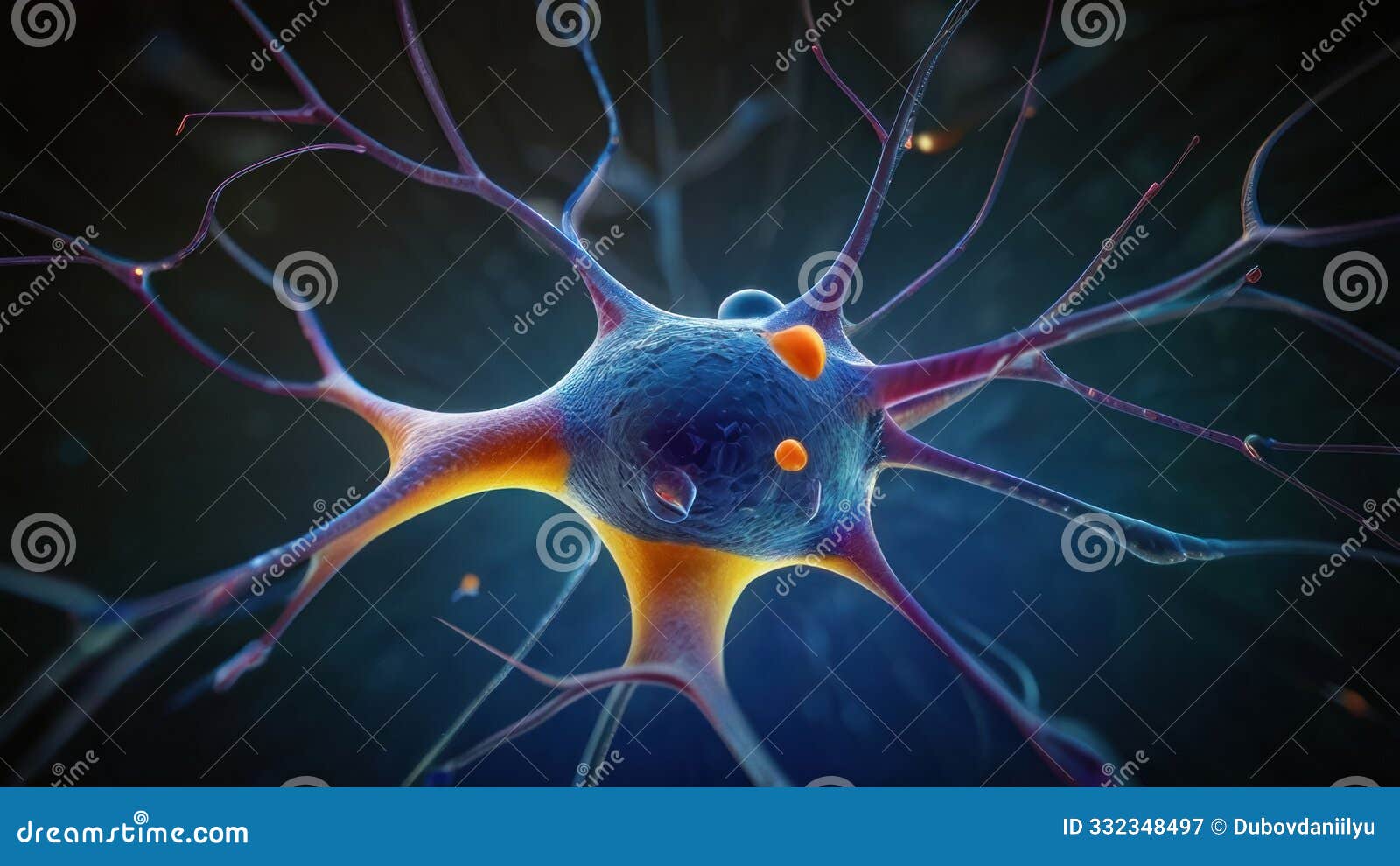 Neuron Cell High Resolution Illustration of Axon, Dendrites and Cell ...