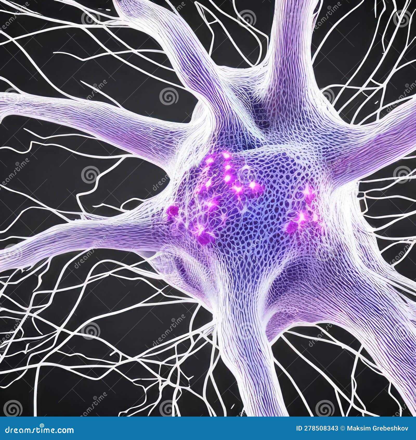 Neuron Cell Network Model. Generative AI Stock Illustration ...