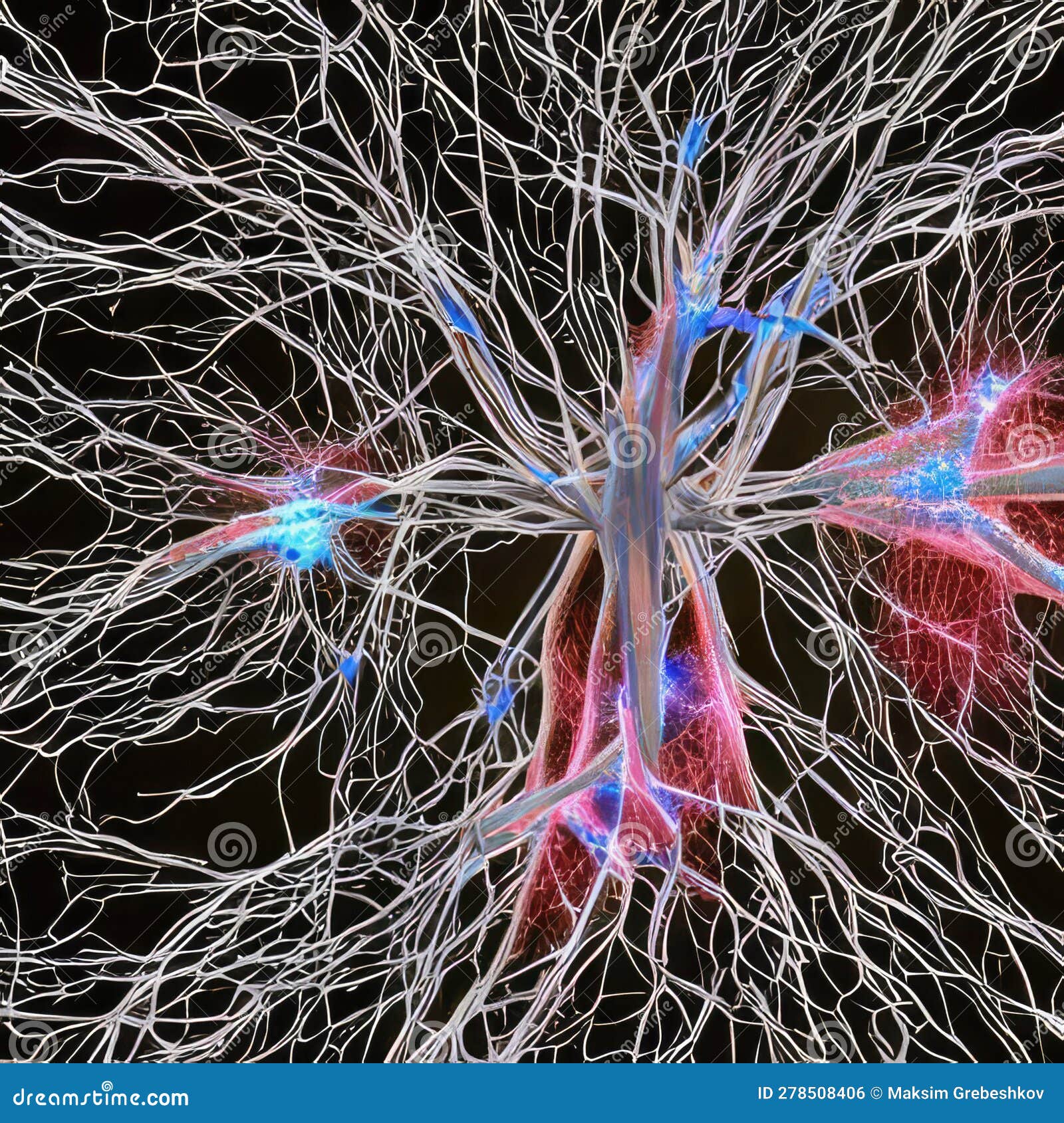 Neuron Cell Network Model. Generative AI Stock Illustration ...