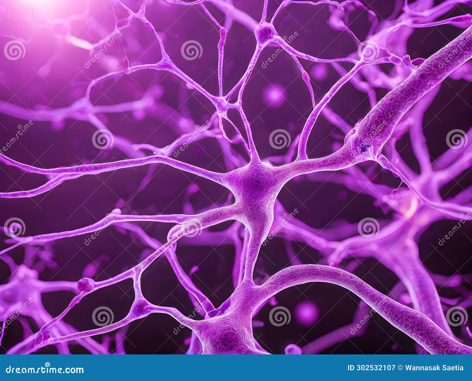 Neuron Cell, Neuron Cell with Neurons Activity. Neuron Cell Close Up ...