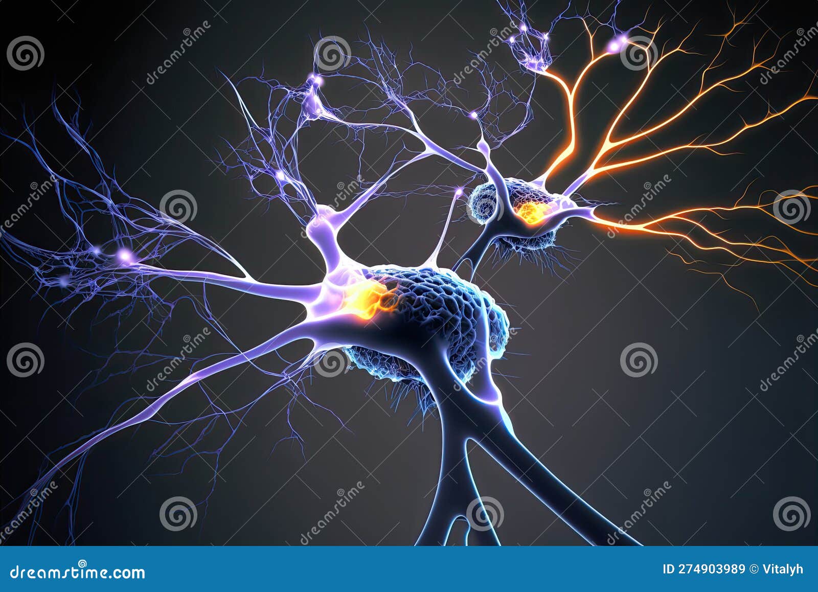 Neuron Cell Sending Electrical Chemical Signals. Stock Illustration ...