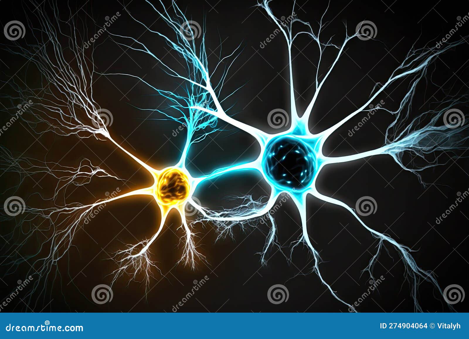 Neuron Cell Sending Electrical Chemical Signals. Stock Illustration ...