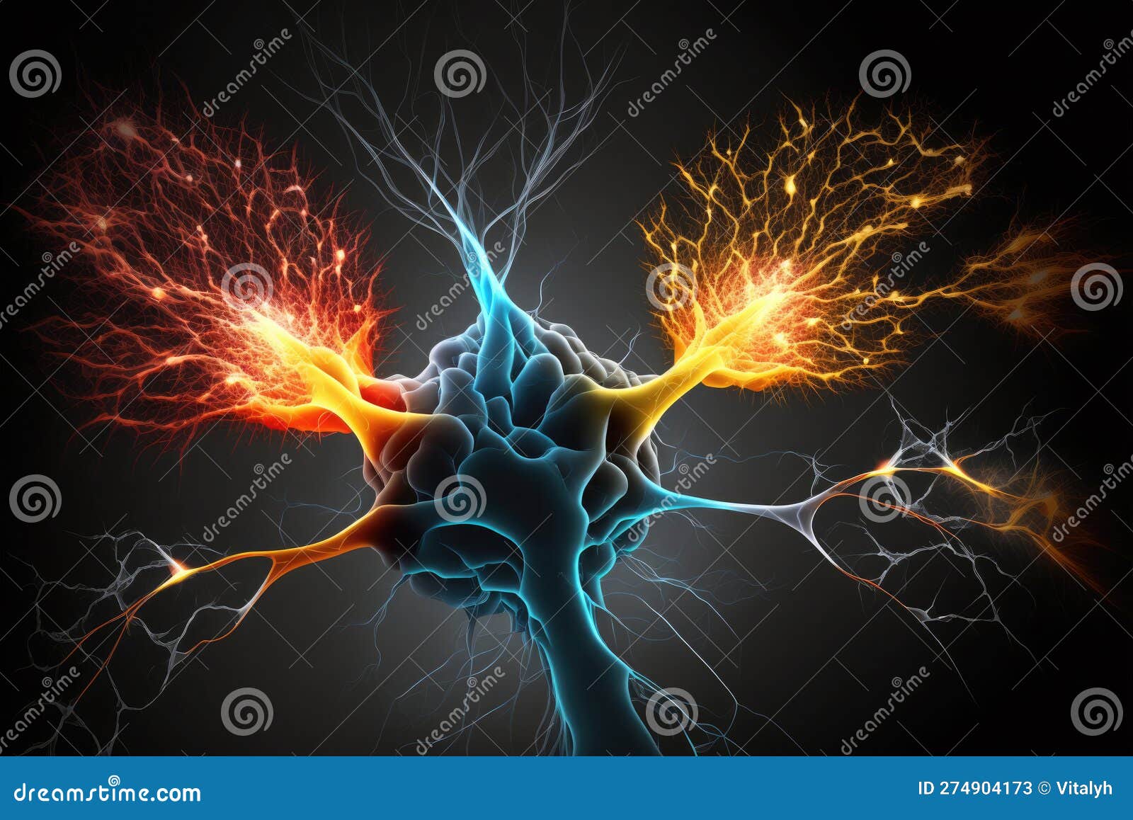 Neuron Cell Sending Electrical Chemical Signals. Stock Illustration ...