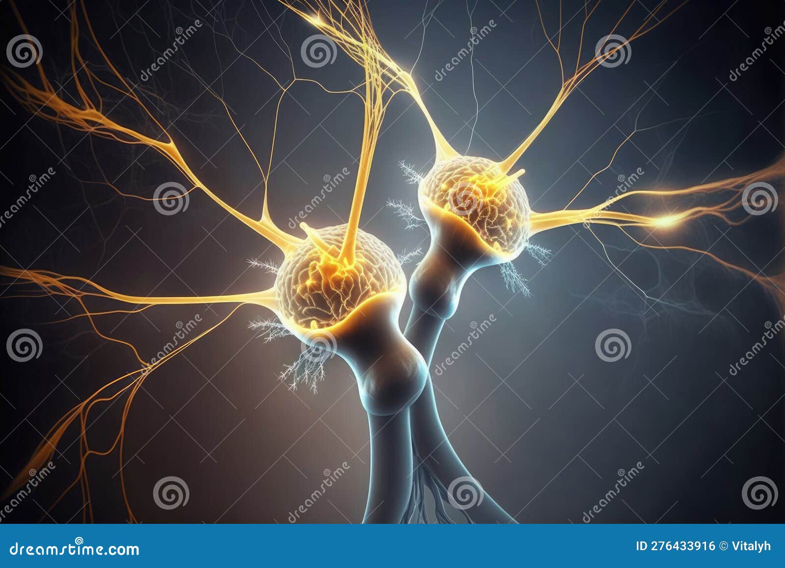 Neuron Cell Sending Electrical Chemical Signals. Stock Illustration ...