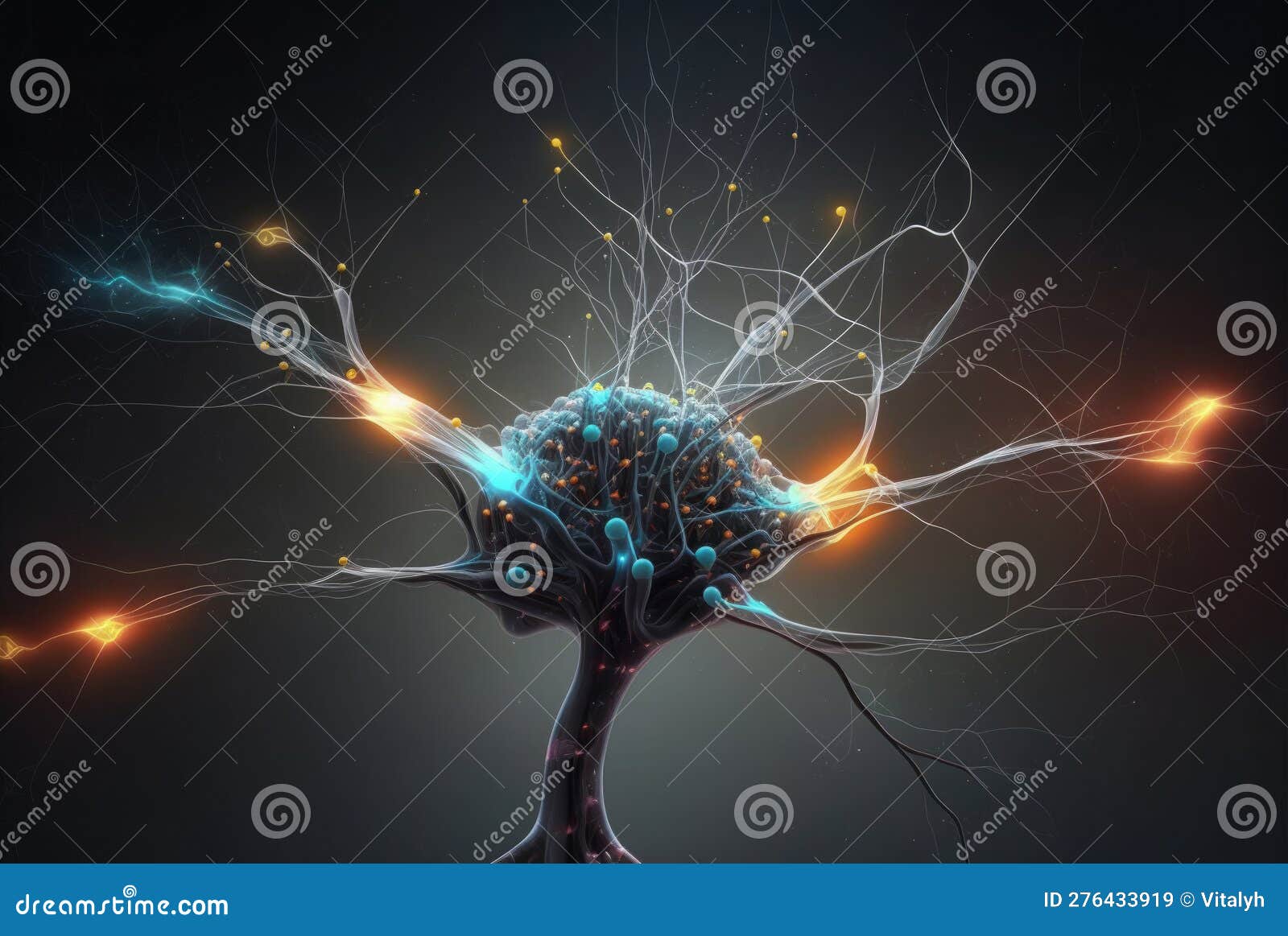 Neuron Cell Sending Electrical Chemical Signals. Stock Illustration ...