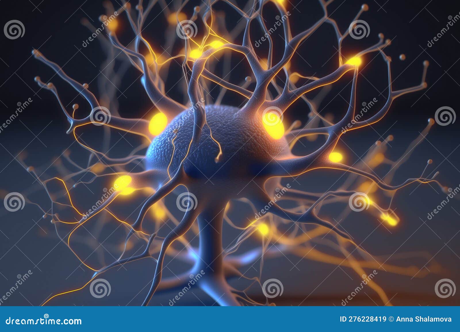 Neuron Cells on Abstract Background. Generative AI Stock Illustration ...