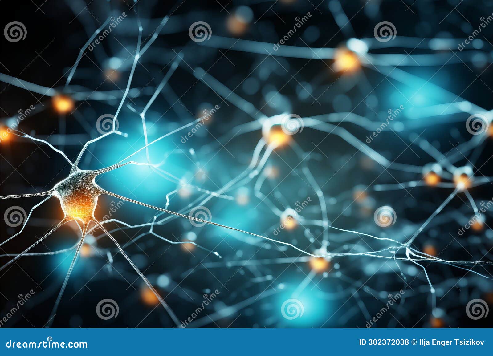 Neuron Cells with Abstract Background Showcasing Neural Connections and ...