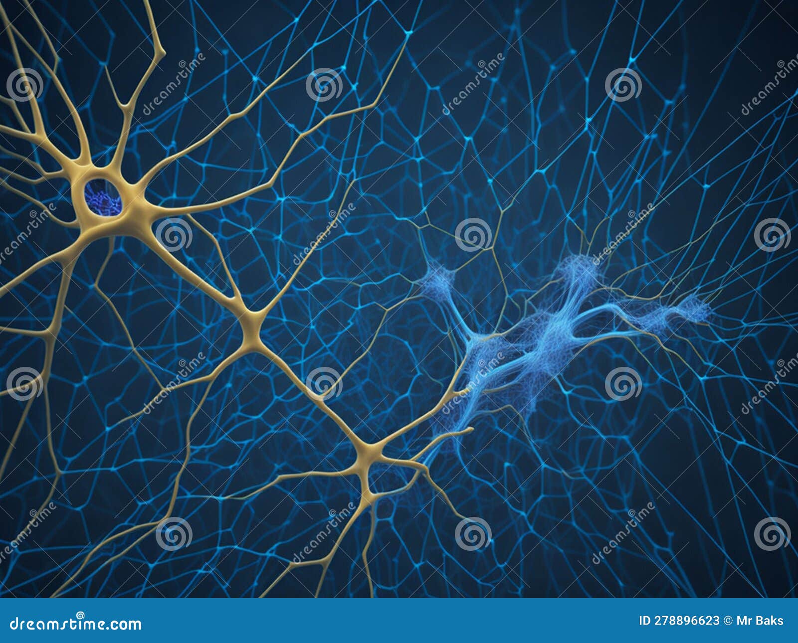 Neuron Cells on a Blue Background. Stock Illustration - Illustration of ...