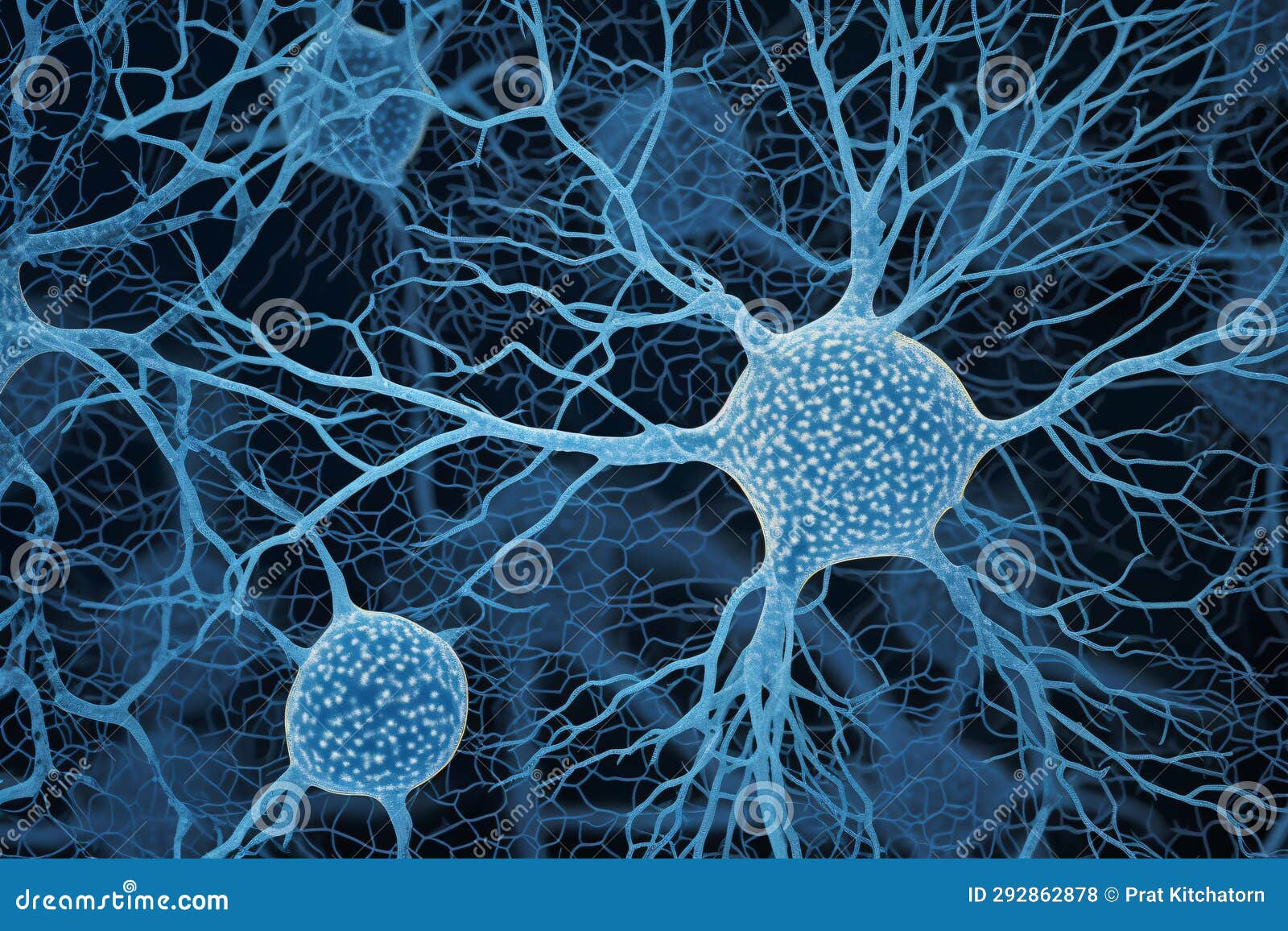 Neuron Cells in Blue of Brain Generative AI Stock Illustration ...