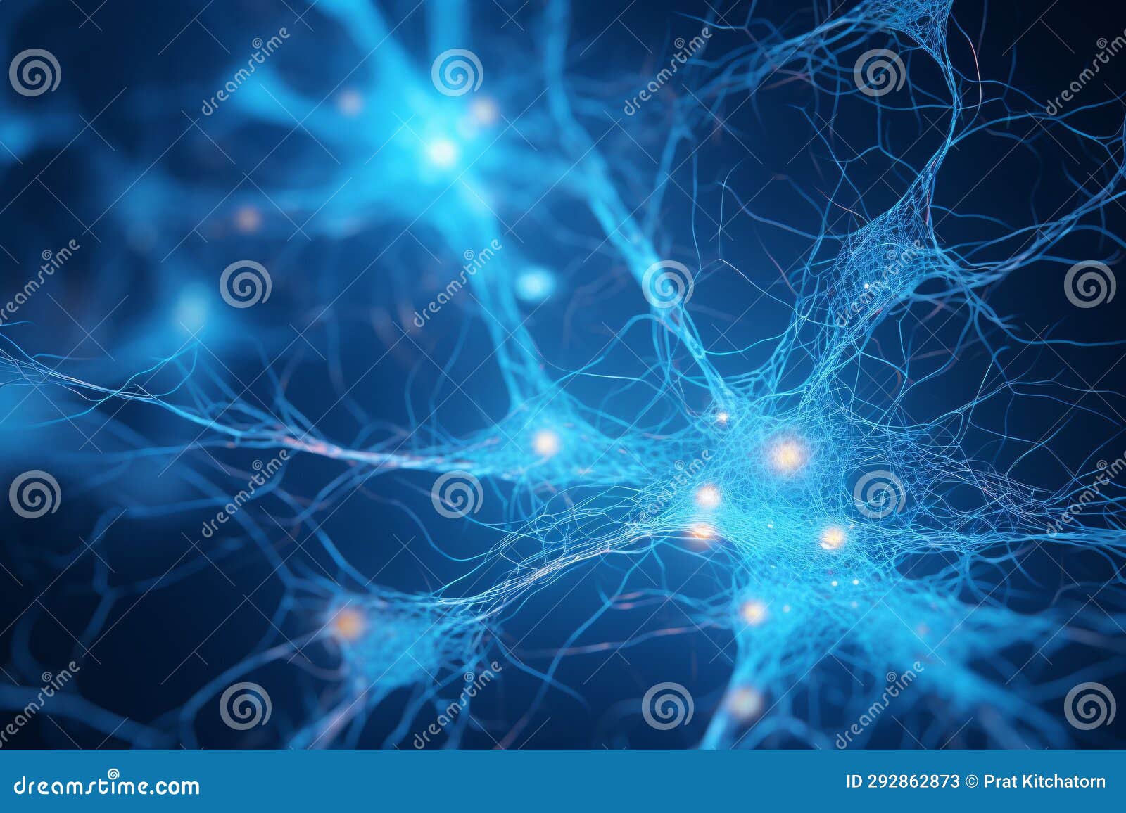 Neuron Cells in Blue of Brain Generative AI Stock Illustration ...
