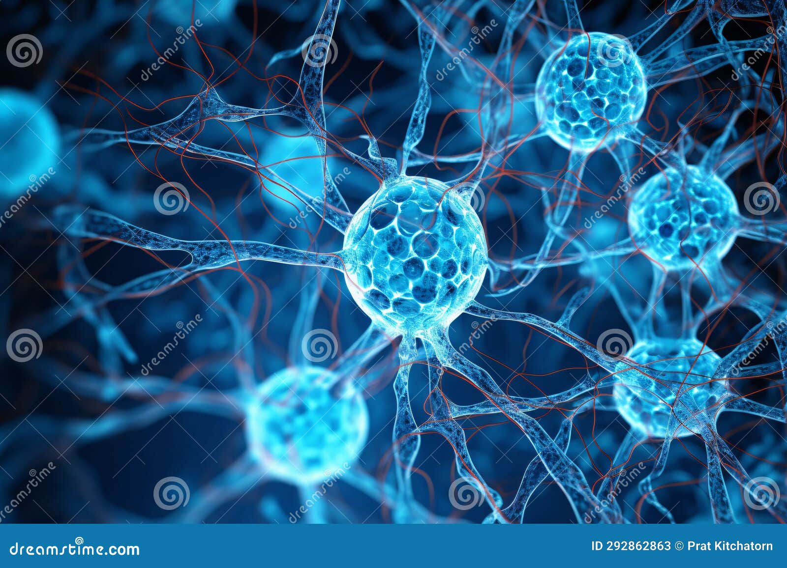 Neuronal Structure With An Orange Synapse On Black Background Royalty ...