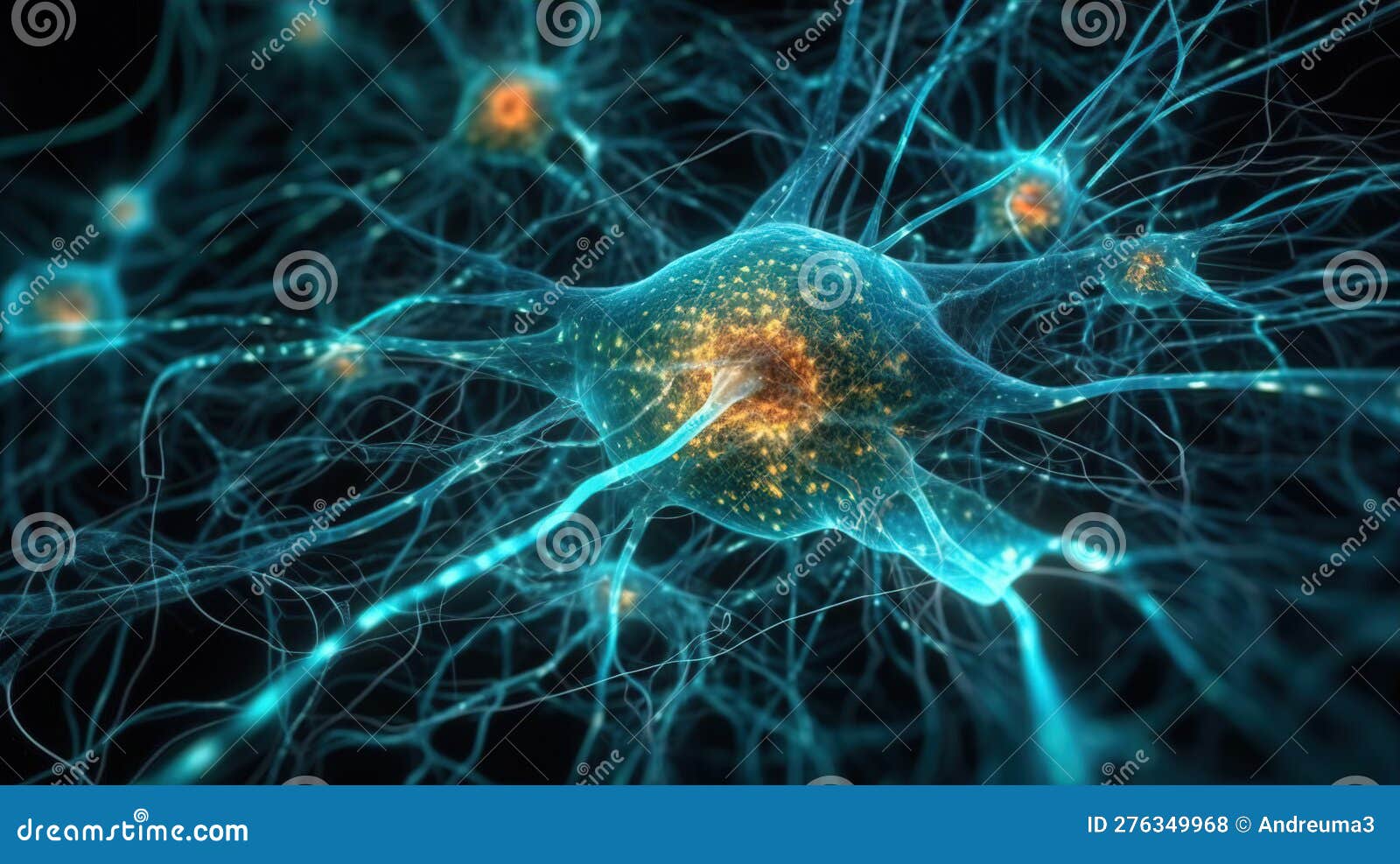 Neuron Cells in Brain, Nervous System Connection Stock Illustration ...