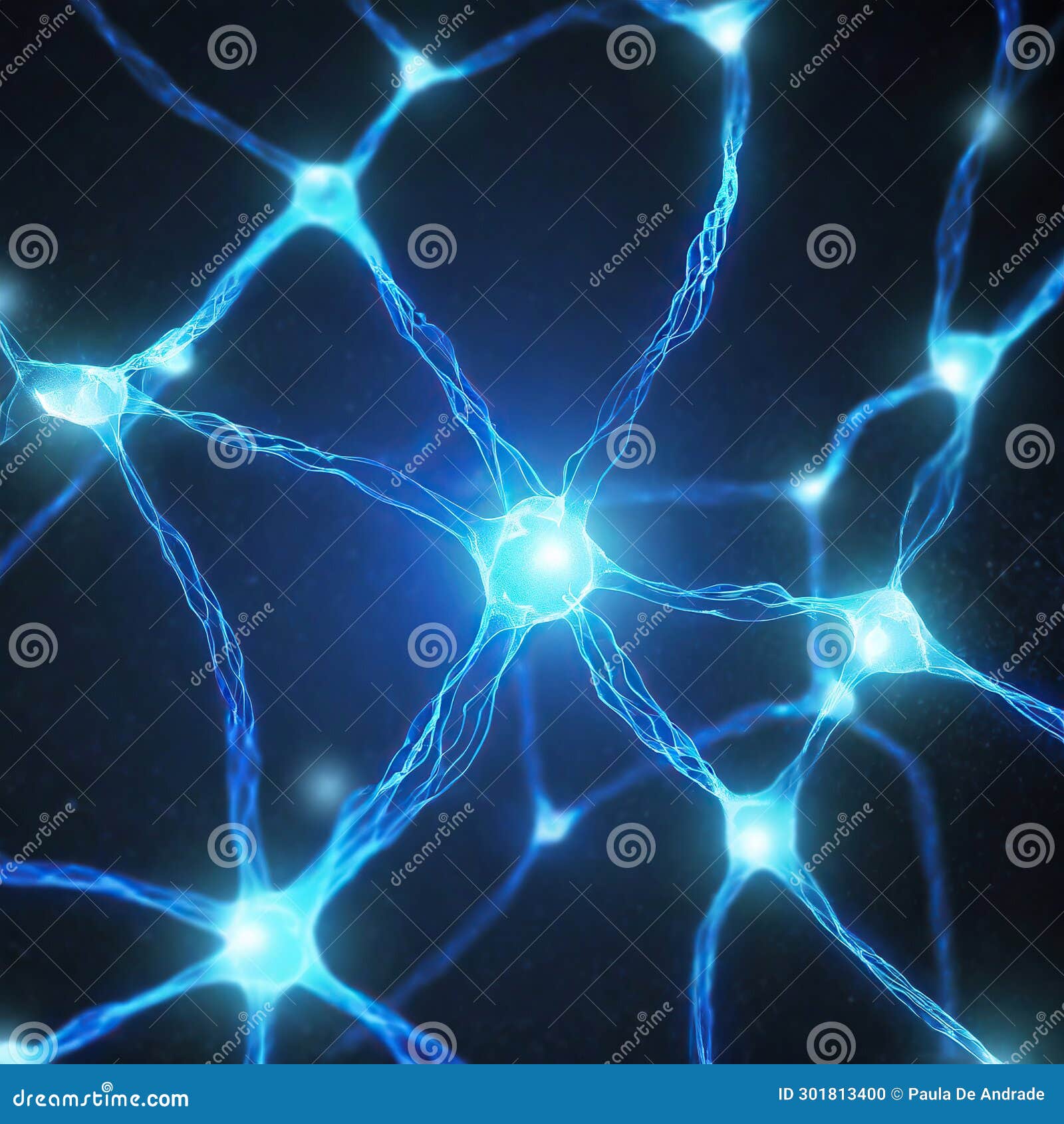 Neuron Cells with Glowing Link Knots Stock Illustration - Illustration ...