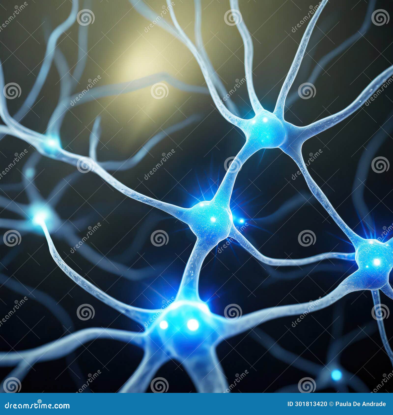 Neuron Cells with Glowing Link Knots Stock Illustration - Illustration ...