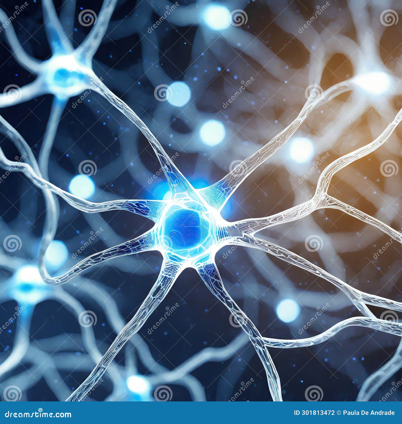 Neuron Cells with Glowing Link Knots Stock Illustration - Illustration ...